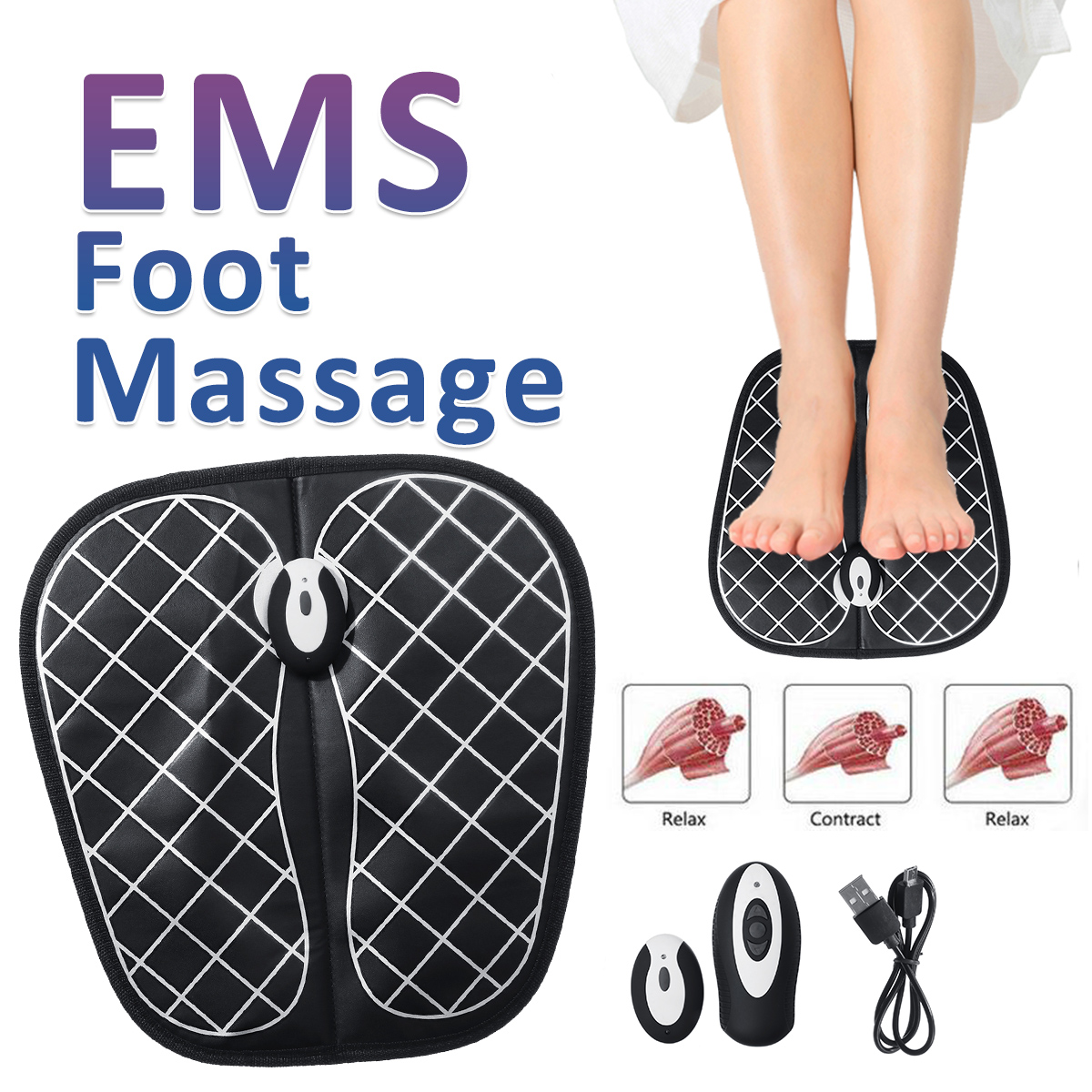 Usb Elektrische Ems Voet Spier Massage Puls Massager Voet Massager Mat